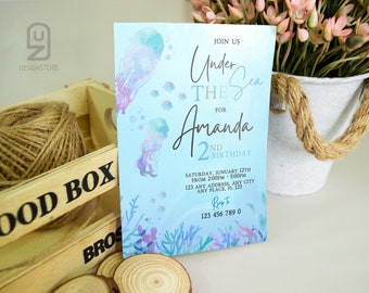 EDITABLE Under the Sea Invitation, Under the Sea Birthday Invitation ...