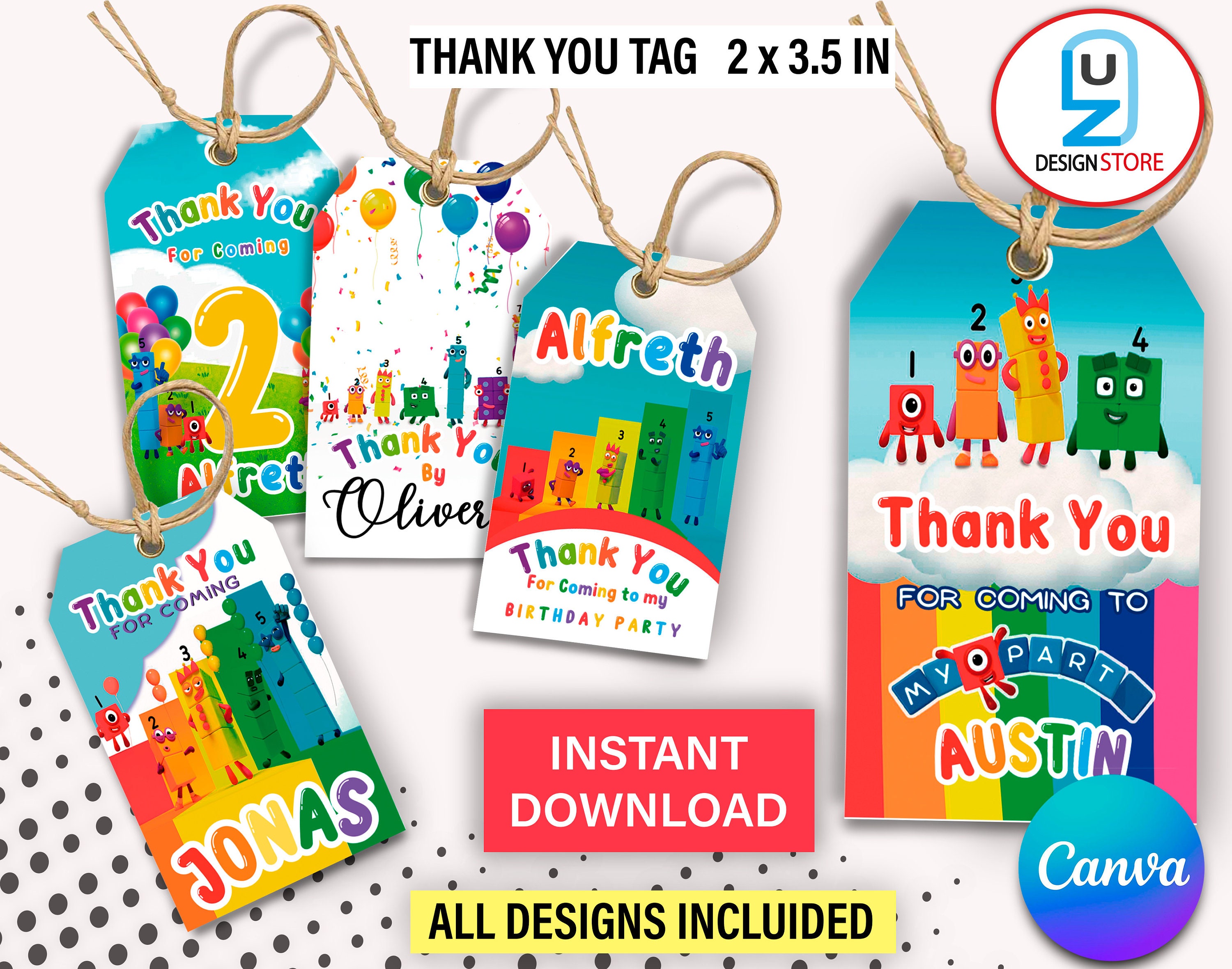 Numberblocks Favor Tags Number Blocks Thank You Tags - Etsy.de