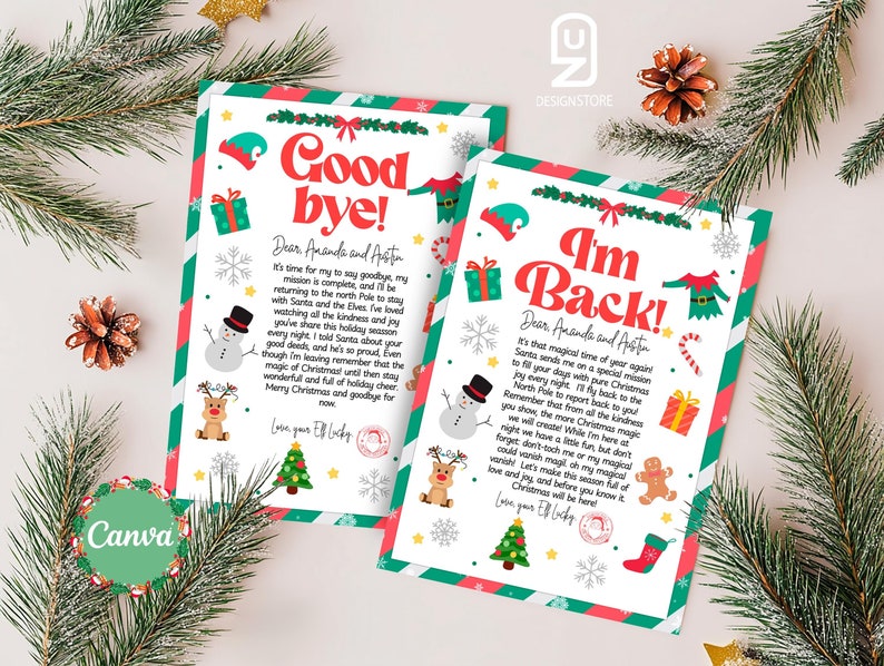 Editable Elf Arrival and Goodbye Letter, Canva Template (digital ...
