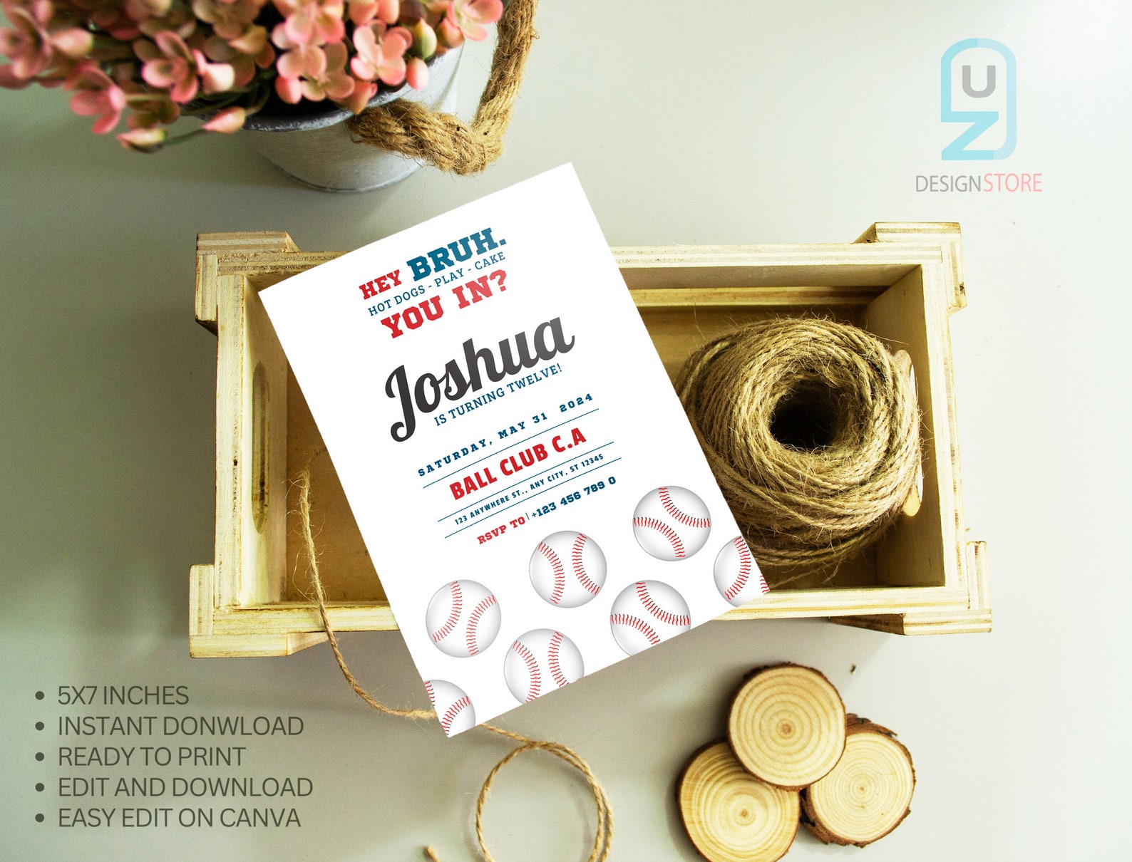 Baseball Birthday Party Invitation, Baseball Corjl Editable Invite ...