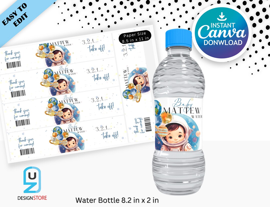 EDITABLE Outer Space Water Bottle Labels, Water Bottle Birthday First ...