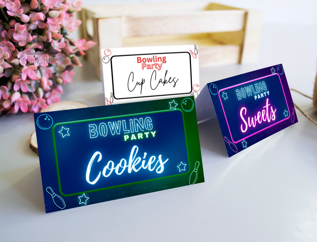 Bowling Birthday Food Labels - Bowling Birthday Party Decor, Bowling ...