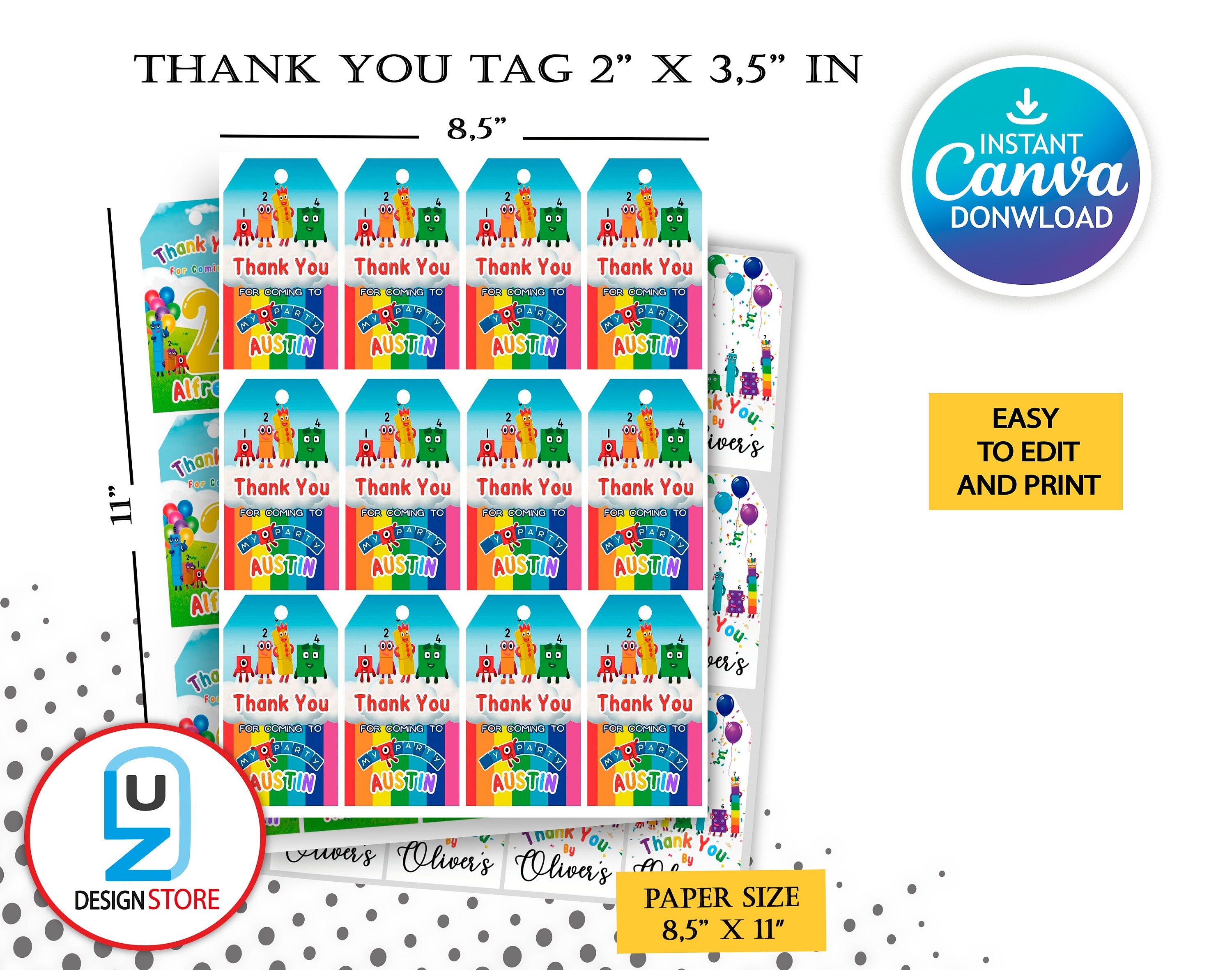 Numberblocks Favor Tags Number Blocks Thank You Tags - Etsy.de