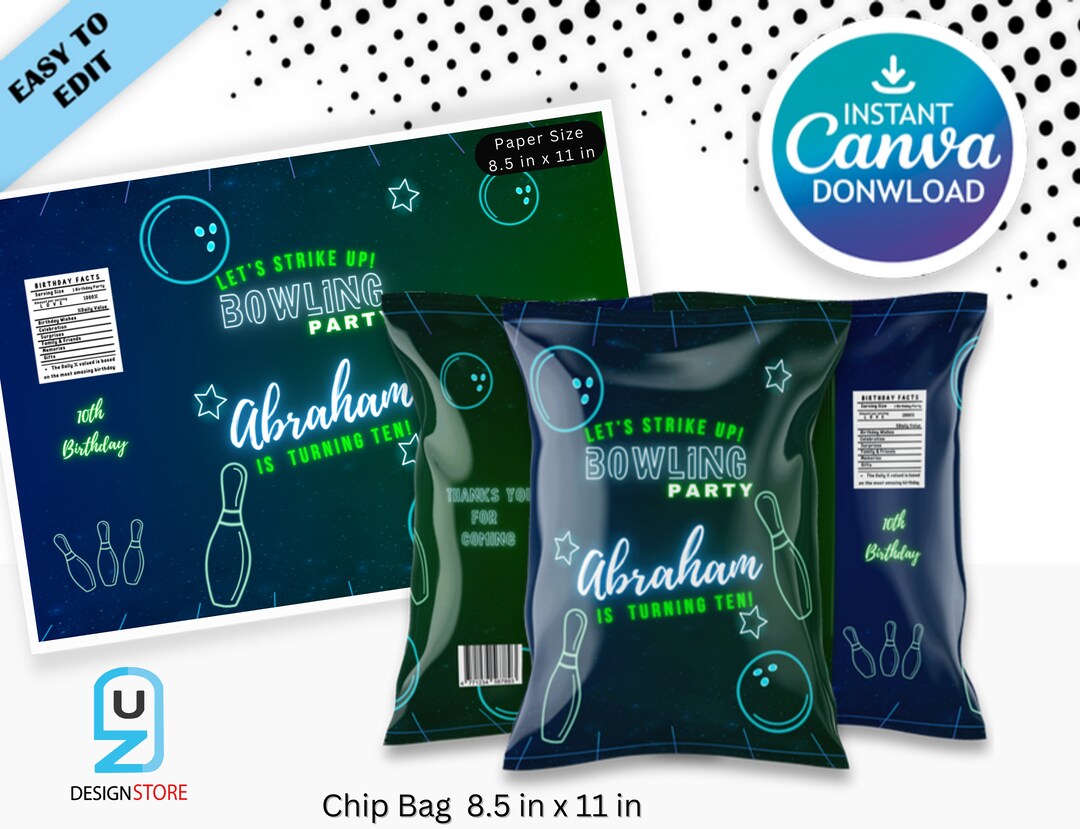Chip Bag Wrapper | Bowling Chip Bag Party Treat | Adorable Chip Bag ...