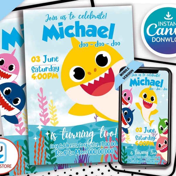 Baby Shark Party Invitation - Etsy