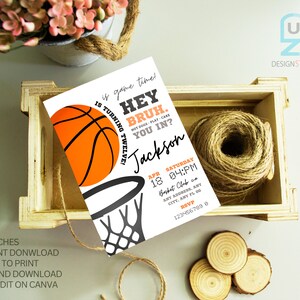 Editable Basketball Invitation, Basketball Birthday Invitation ...