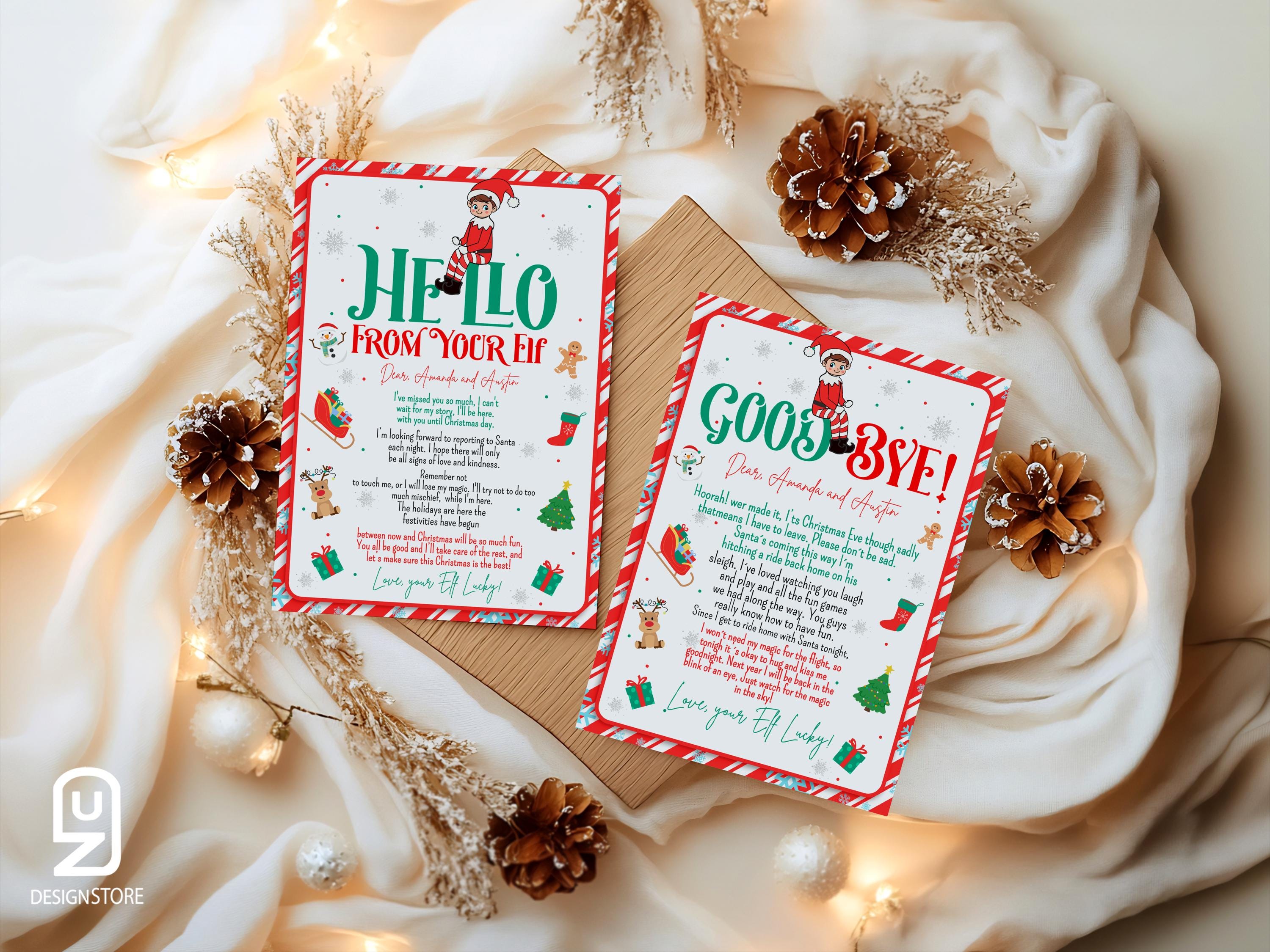 Editable Elf Hello & Goodbye Letter Set (digital Download) - Etsy