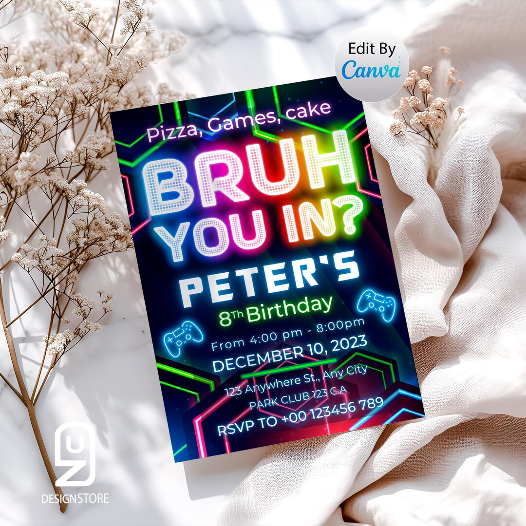 Video Game Party Invitation, Editable Printable Gamer Birthday Invite ...