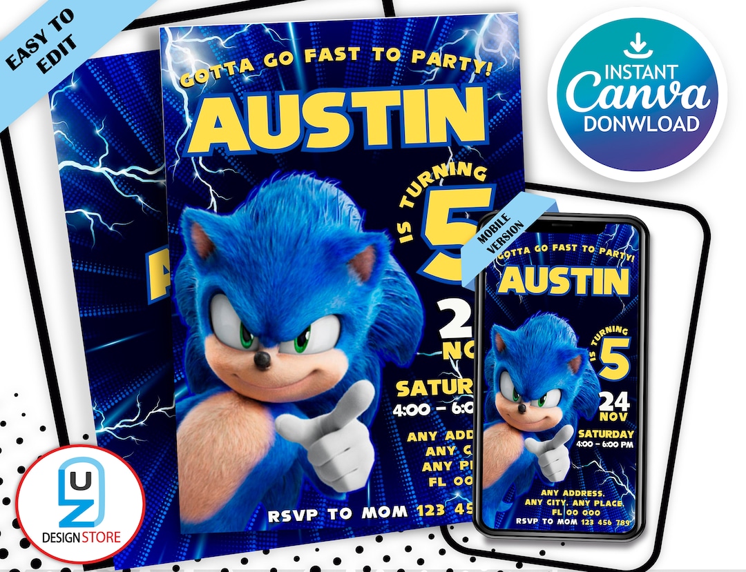 Invitación de Sonic / Invitación de cumpleaños de Sonic / - Etsy México