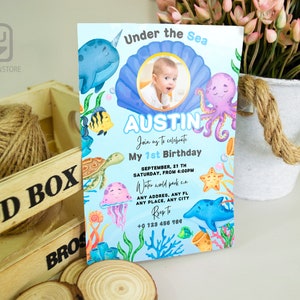 Editable Under the Sea Birthday Invitation: Ocean Animals Party (canva ...