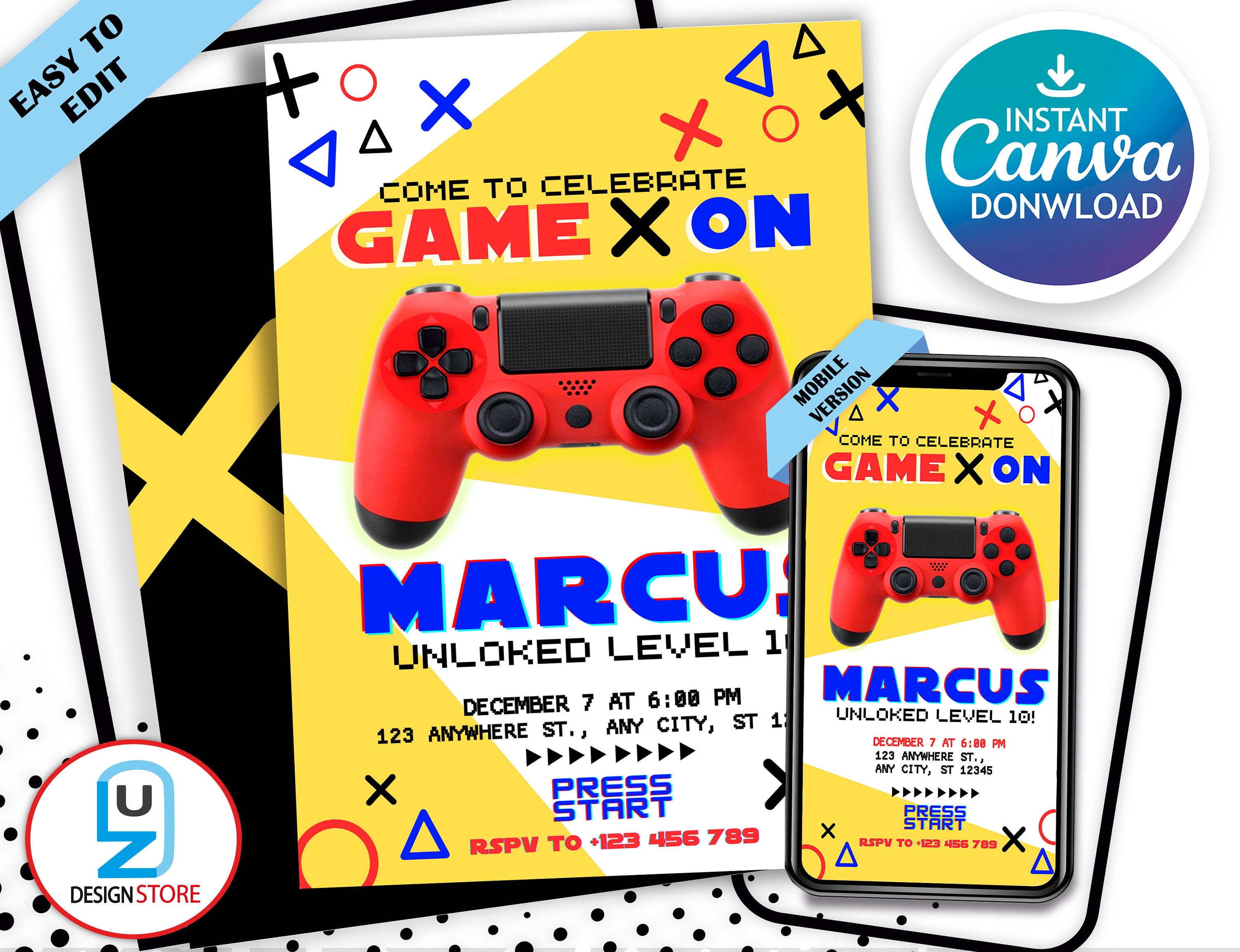 Video Game Birthday Invitation Printable Neon Glow Boy Gamer - Etsy