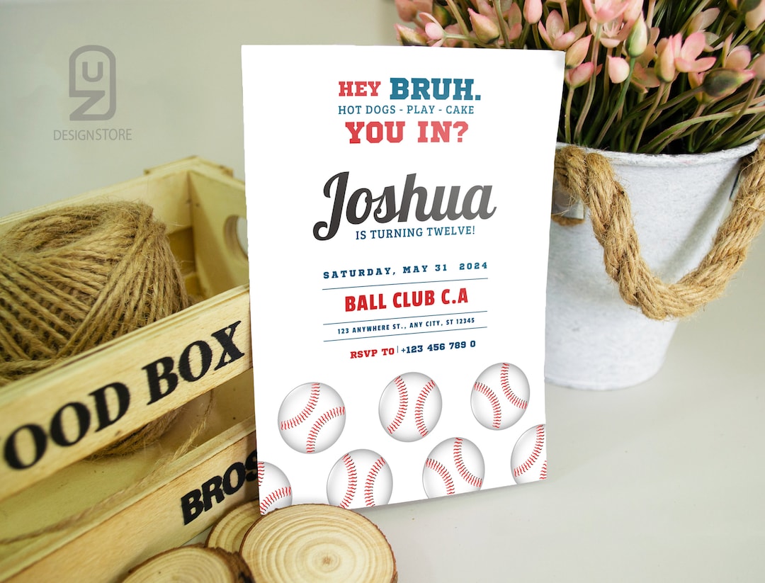 Baseball Birthday Party Invitation, Baseball Corjl Editable Invite ...