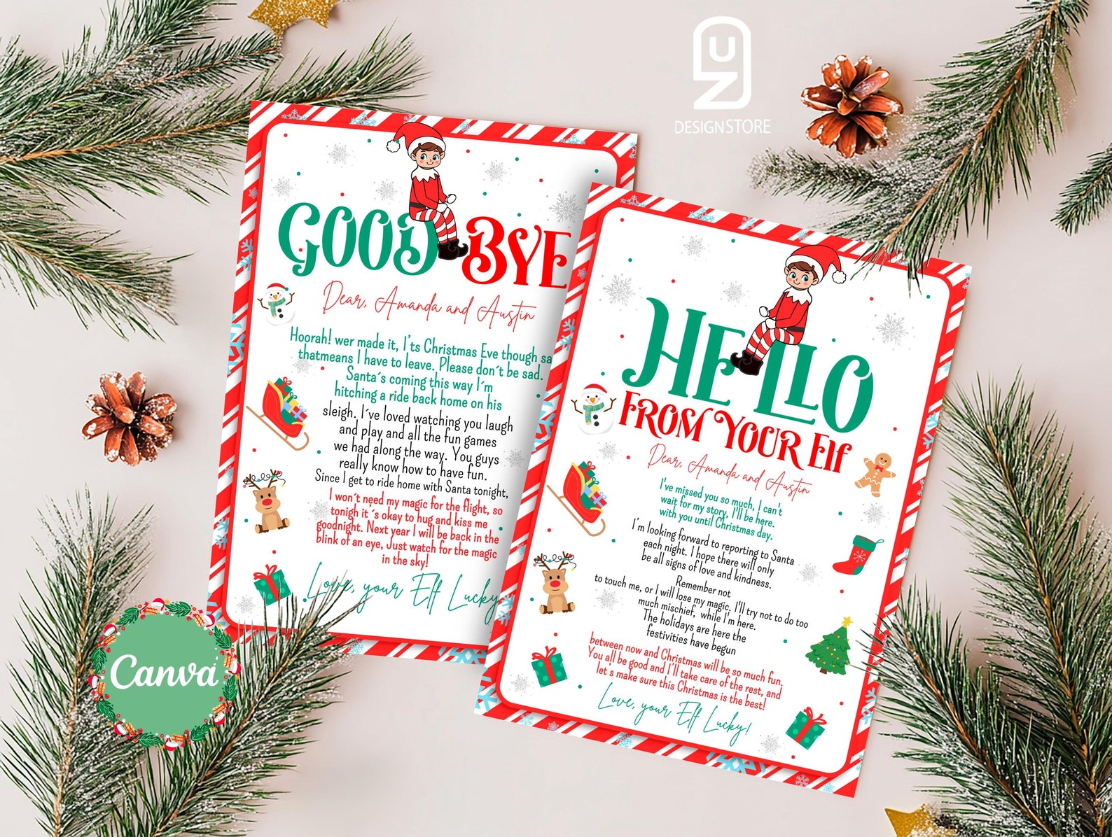 Editable Elf Hello & Goodbye Letter Set (digital Download) - Etsy