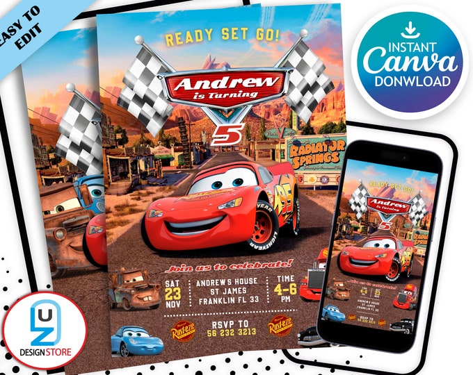Lighting Mcqueen Birthday Invitation, Cars Birthday Invitation, Free ...