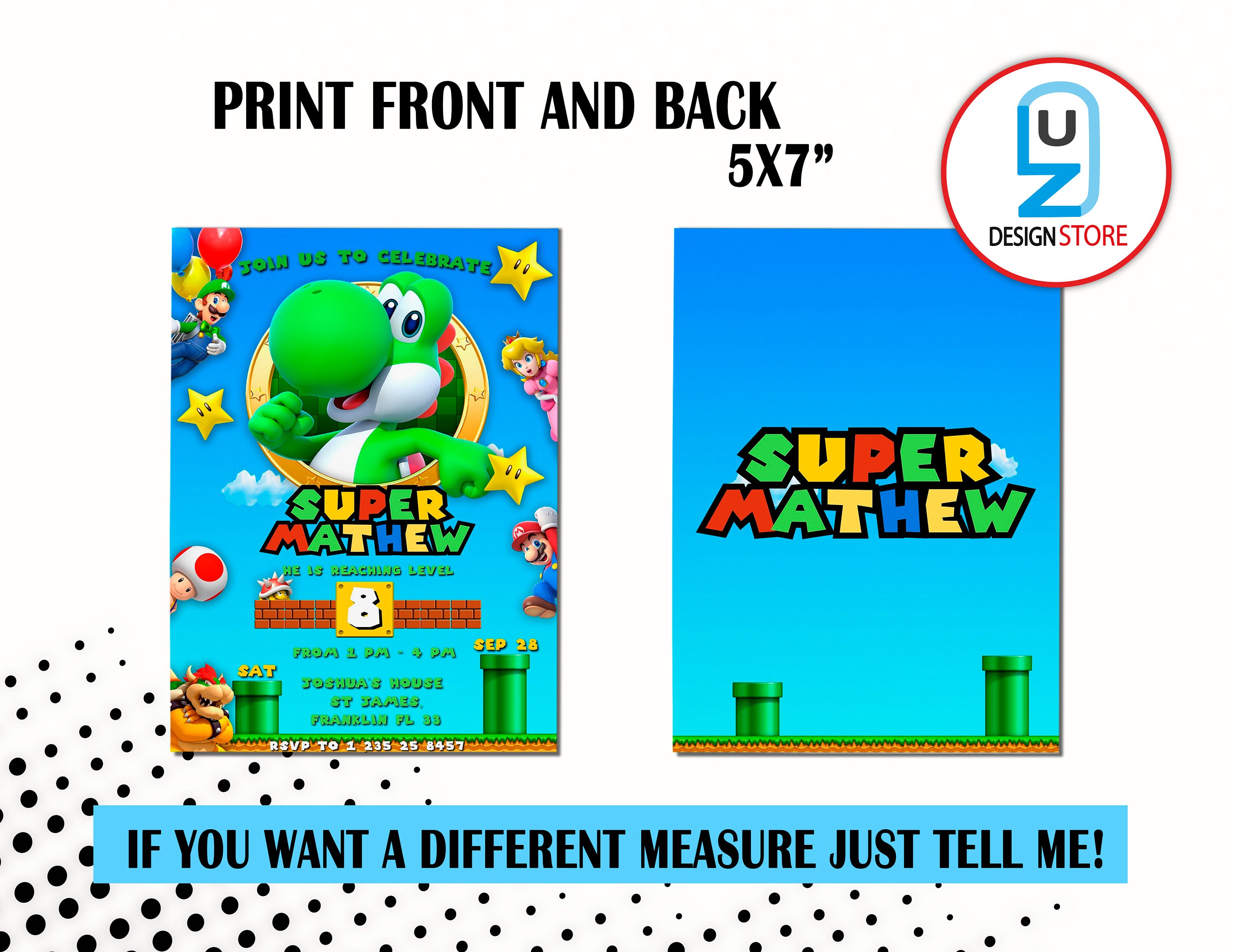 Yoshi Birthday Invitation Printable Invitation Instant - Etsy Australia