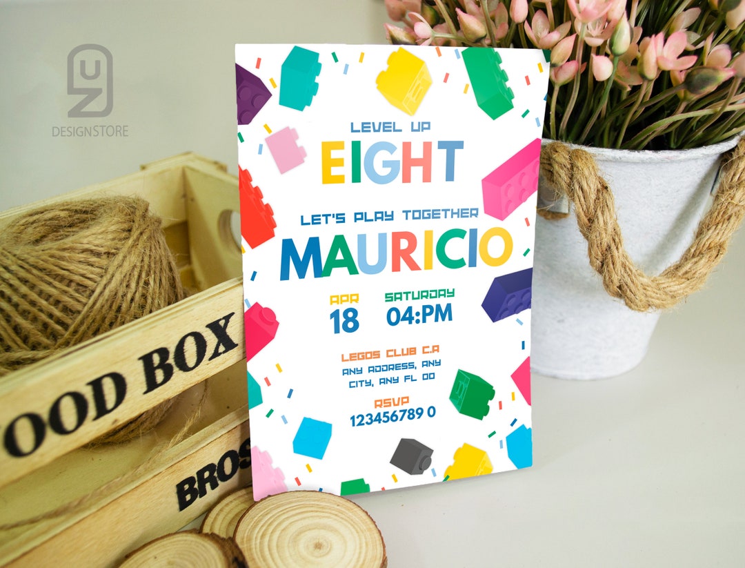 Editable Building Blocks Birthday Invitation, Blocks Invitation ...