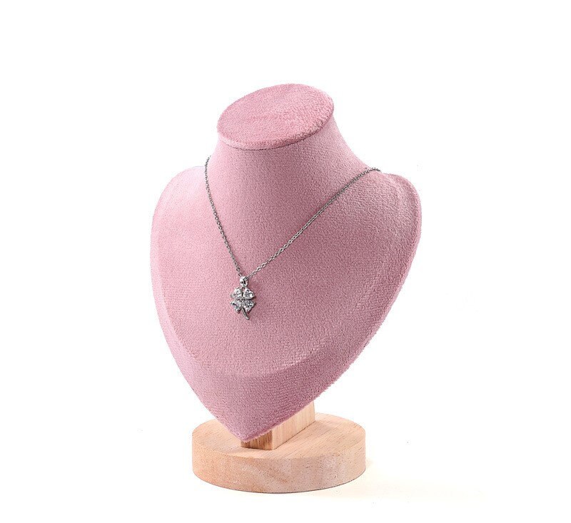Wooden Neck Form Necklace Display Bust 3 Sizes Velvet Pink Jewelry ...