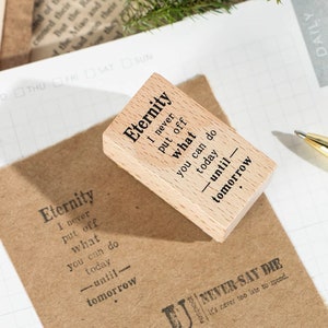 English Motto Seal Wooden Stamp Set 8pcs Collection Aphorism Wood ...