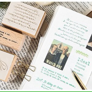 English Motto Seal Wooden Stamp Set 8pcs Collection Aphorism Wood ...