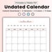 Monthly Blank Calendar, Undated Monthly Calendar, Landscape Vertical ...