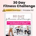 Printable 30 Day Fitness Challenge, Digital Workout Guide for Beginners ...