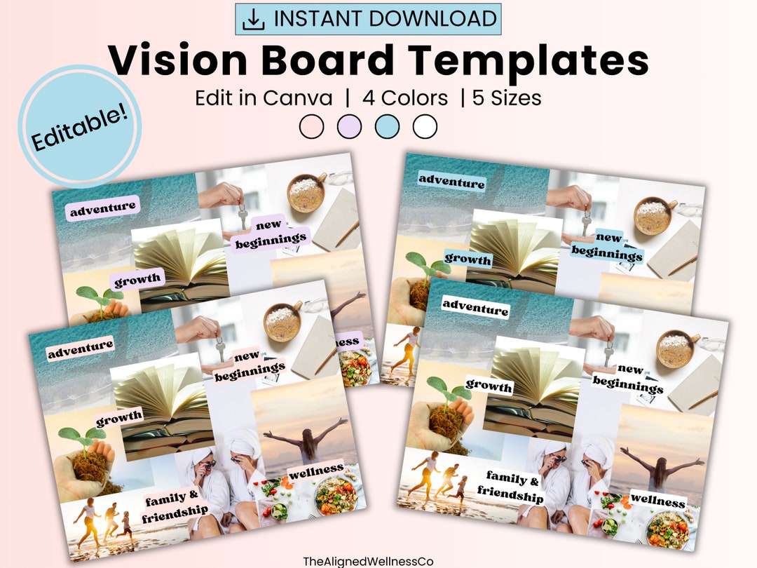 Vision Board 2024, Vision Board Template, Digital Vision Boards ...