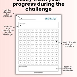 90 Day Habit Tracker Template, Printable 90 Day Challenge Tracker Pdf ...