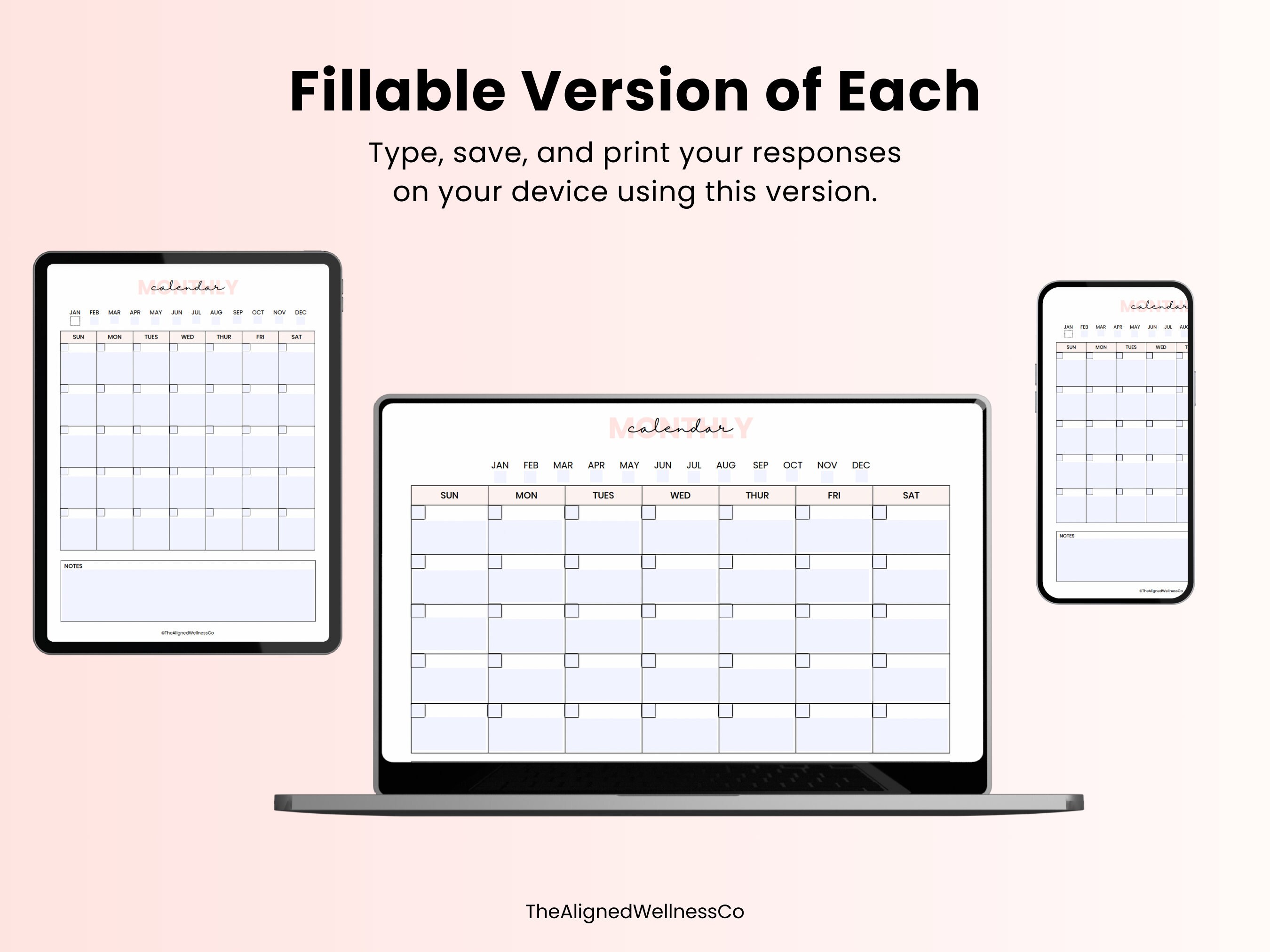 Monthly Blank Calendar, Undated Monthly Calendar, Landscape Vertical ...