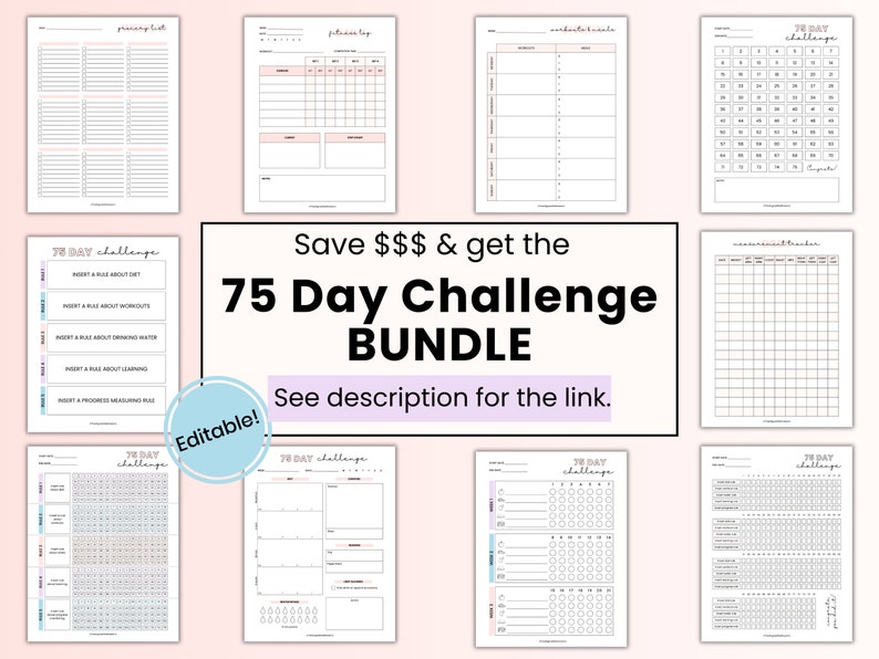 75 Day Hard Challenge Printable 75 Day Daily Planner Tracker - Etsy