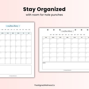 Monthly Blank Calendar, Undated Monthly Calendar, Landscape Vertical ...