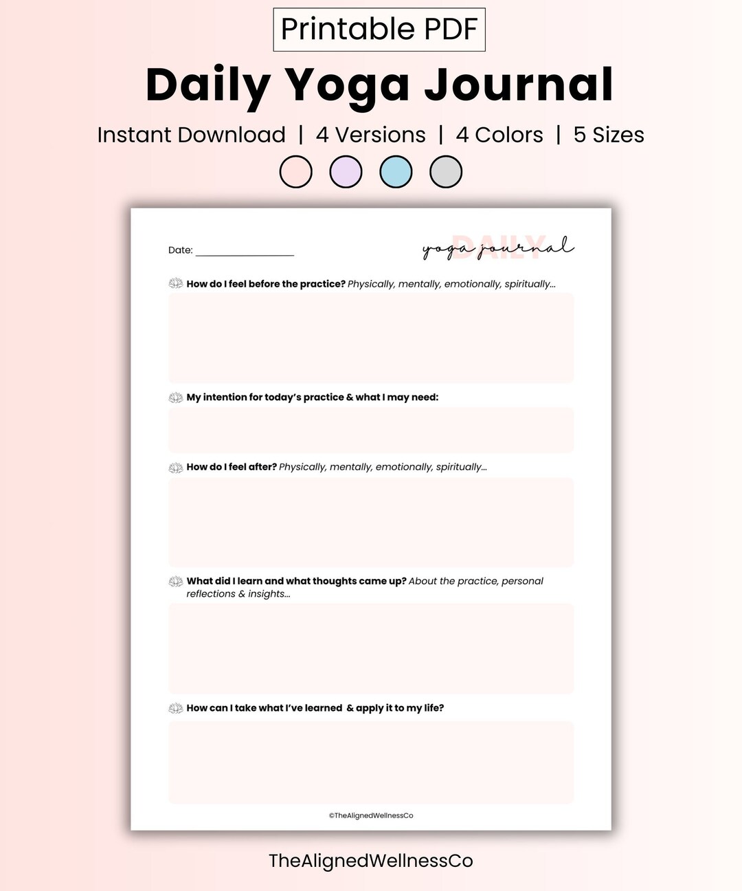Yoga Journal Template, Daily Digital Fitness Journal, Yoga Journal ...