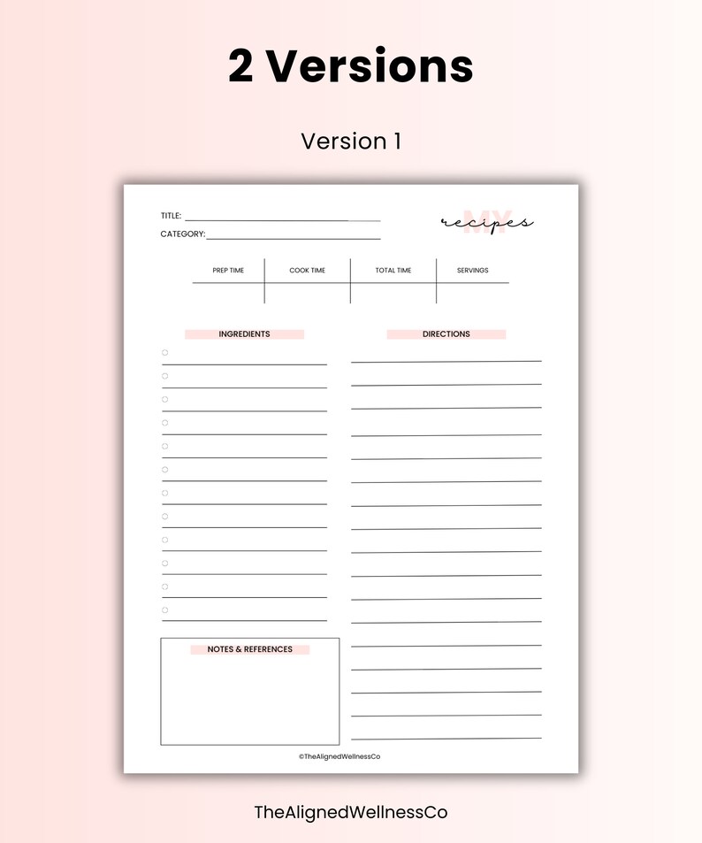 Blank Recipe Journal Printable, Printable Recipe Book Template, Digital ...