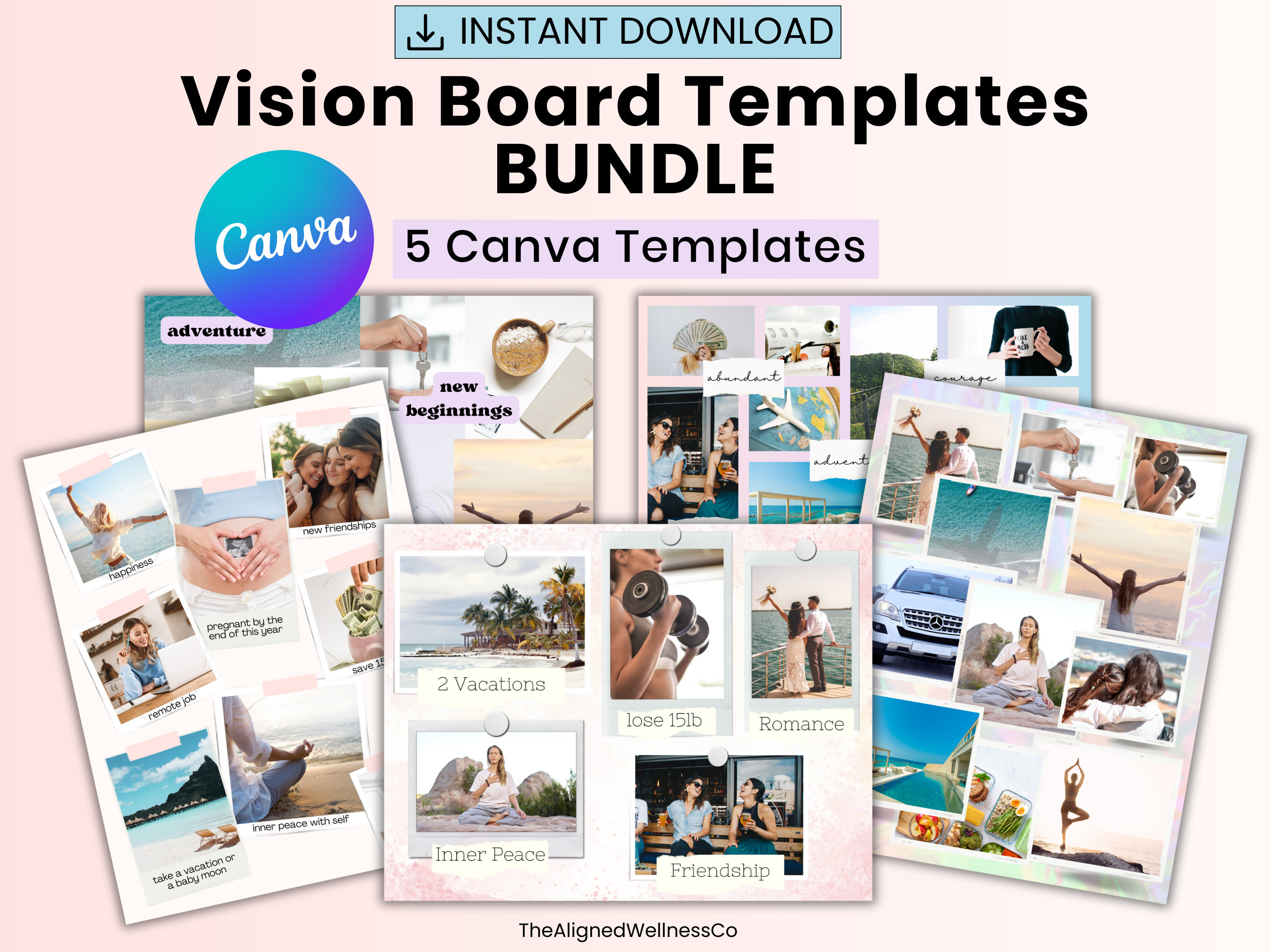 Vision Board Template 2024 BUNDLE, Digital Vision Boards Template ...