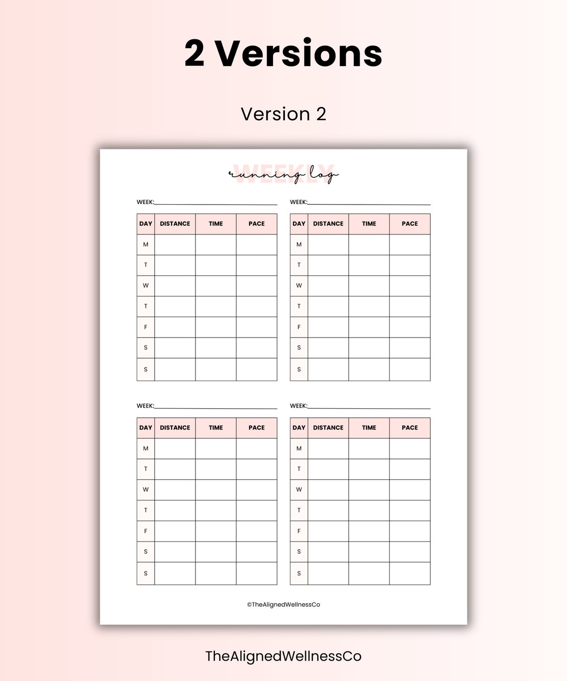 Running Log Printable Digital Template, Daily Monthly Weekly Cardio ...