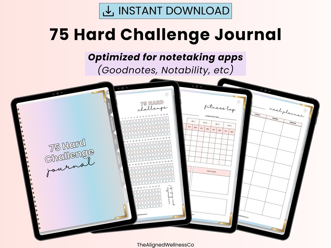Goodnotes 75 Hard Challenge Digital Journal 75 Day Hard - Etsy