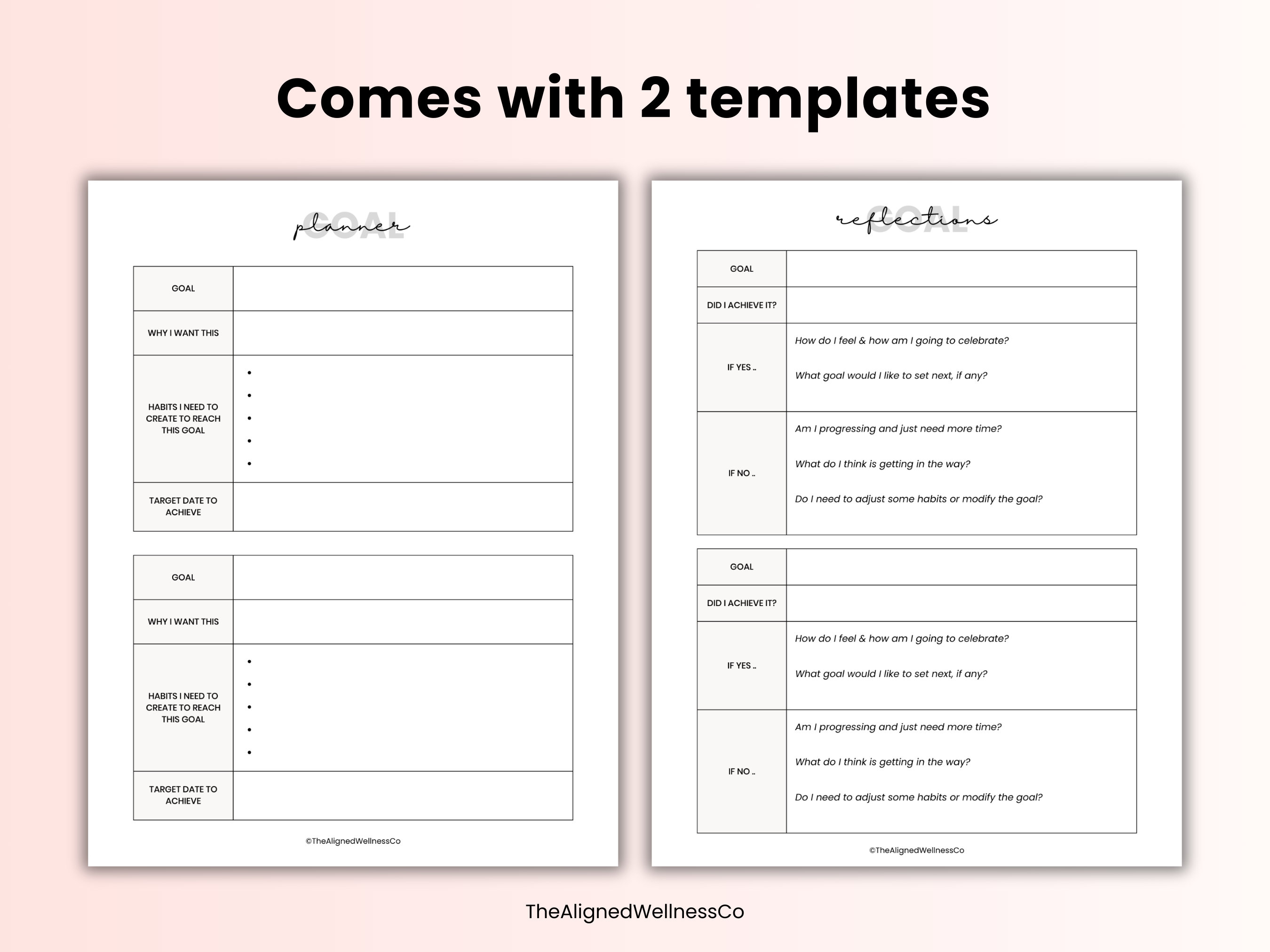 Monthly Goal Setting Worksheet and Goal Reflection Bundle, Digital ...