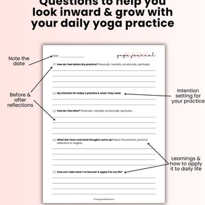 Yoga Journal Printable Pdf, Self Care Journal Template, Wellness ...