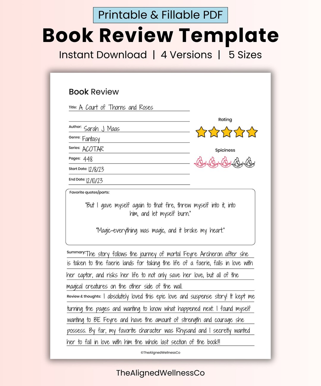 Book Review Template Printable, Book Review Printable, Goodnote Book ...