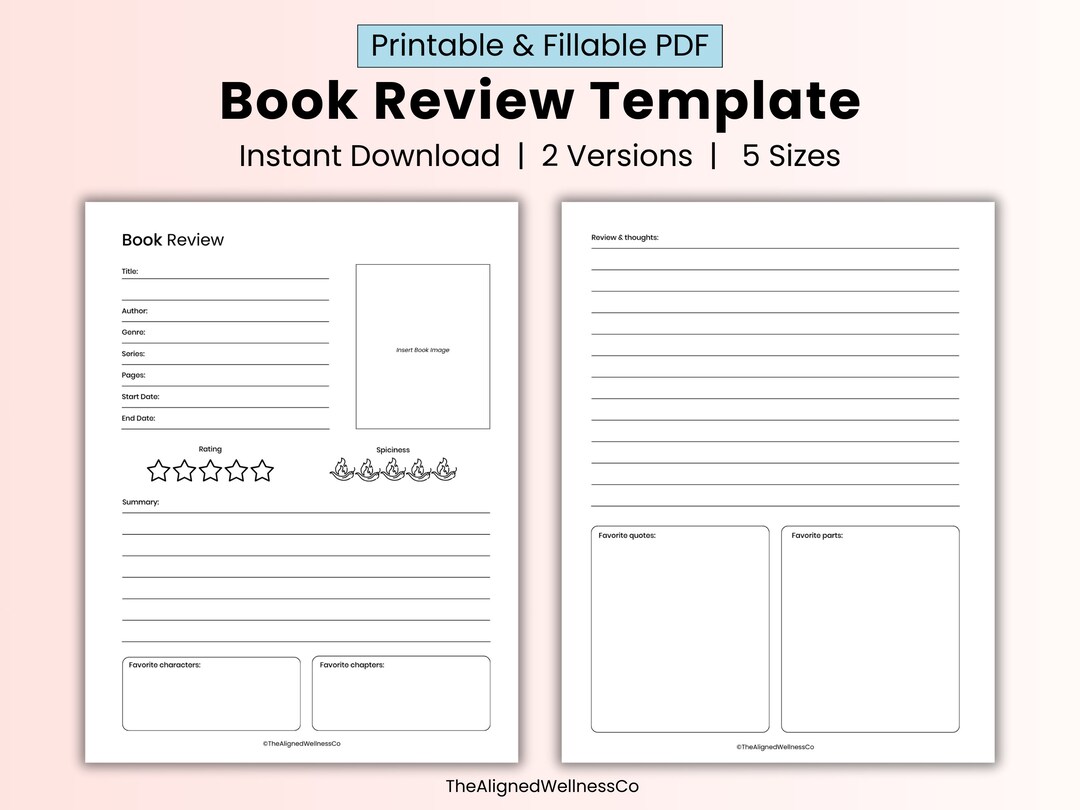 Book Review Template Printable, Book Review Printable, Goodnote Book ...