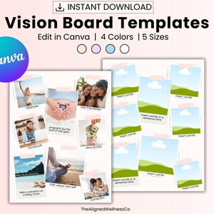 2024 Vision Board Template, Digital Vision Board Printables EDITABLE in ...