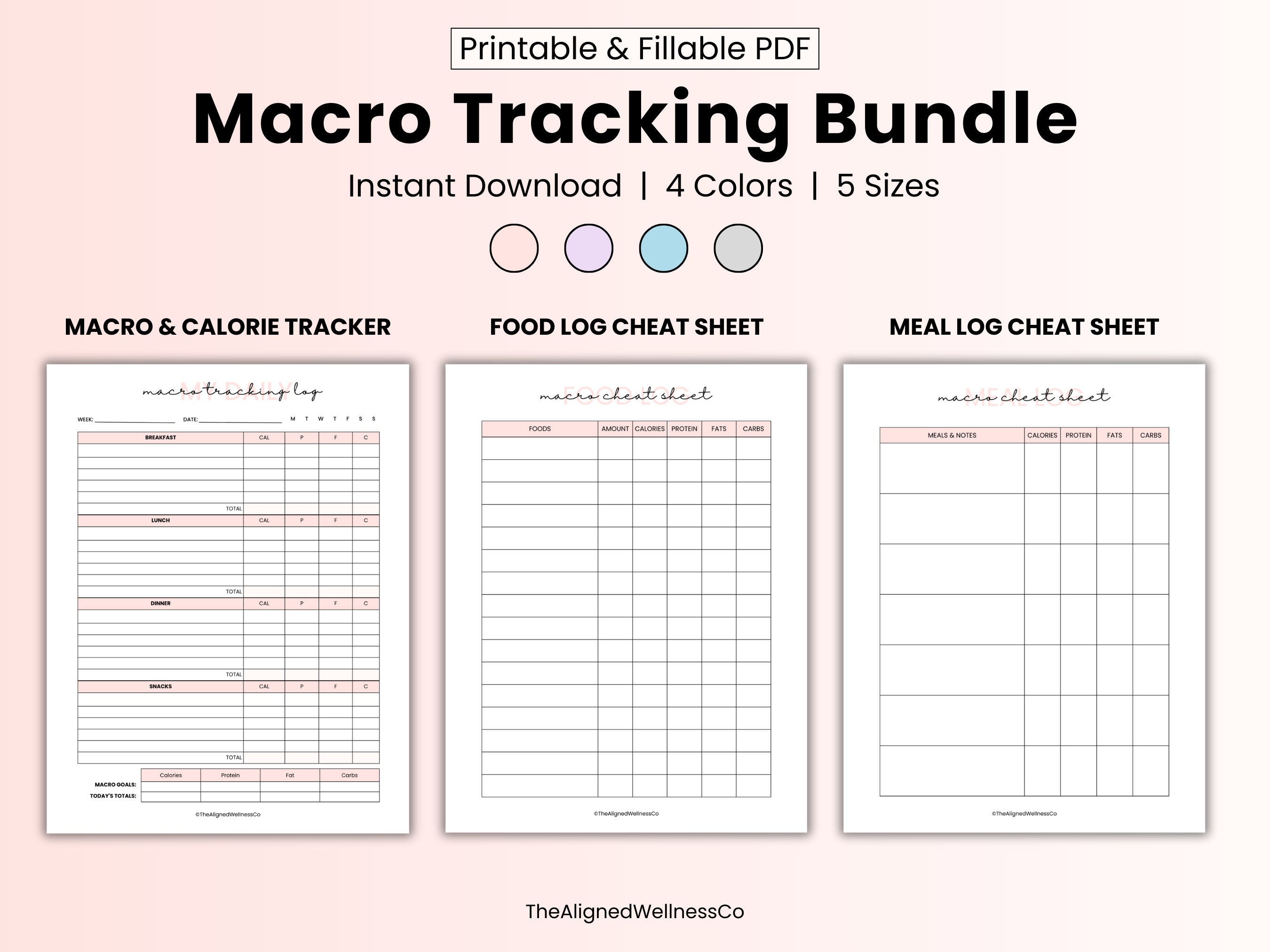Macro Tracker Meal Planner, Calorie Weight Tracker, Digital Food Journal Printable, Daily Health ...