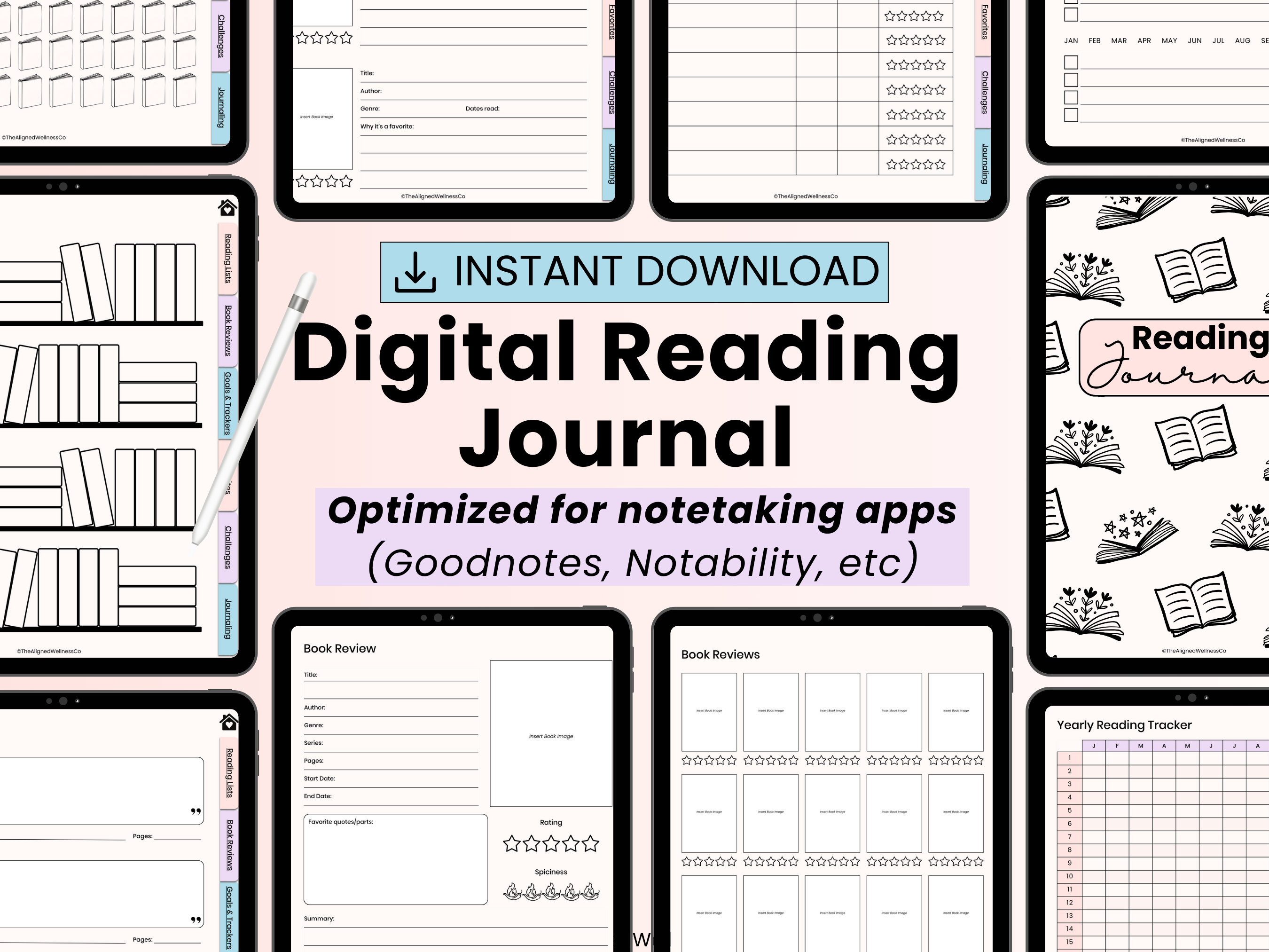 Digital Reading Journal Goodnotes, Book Journal Digital, Book Review ...