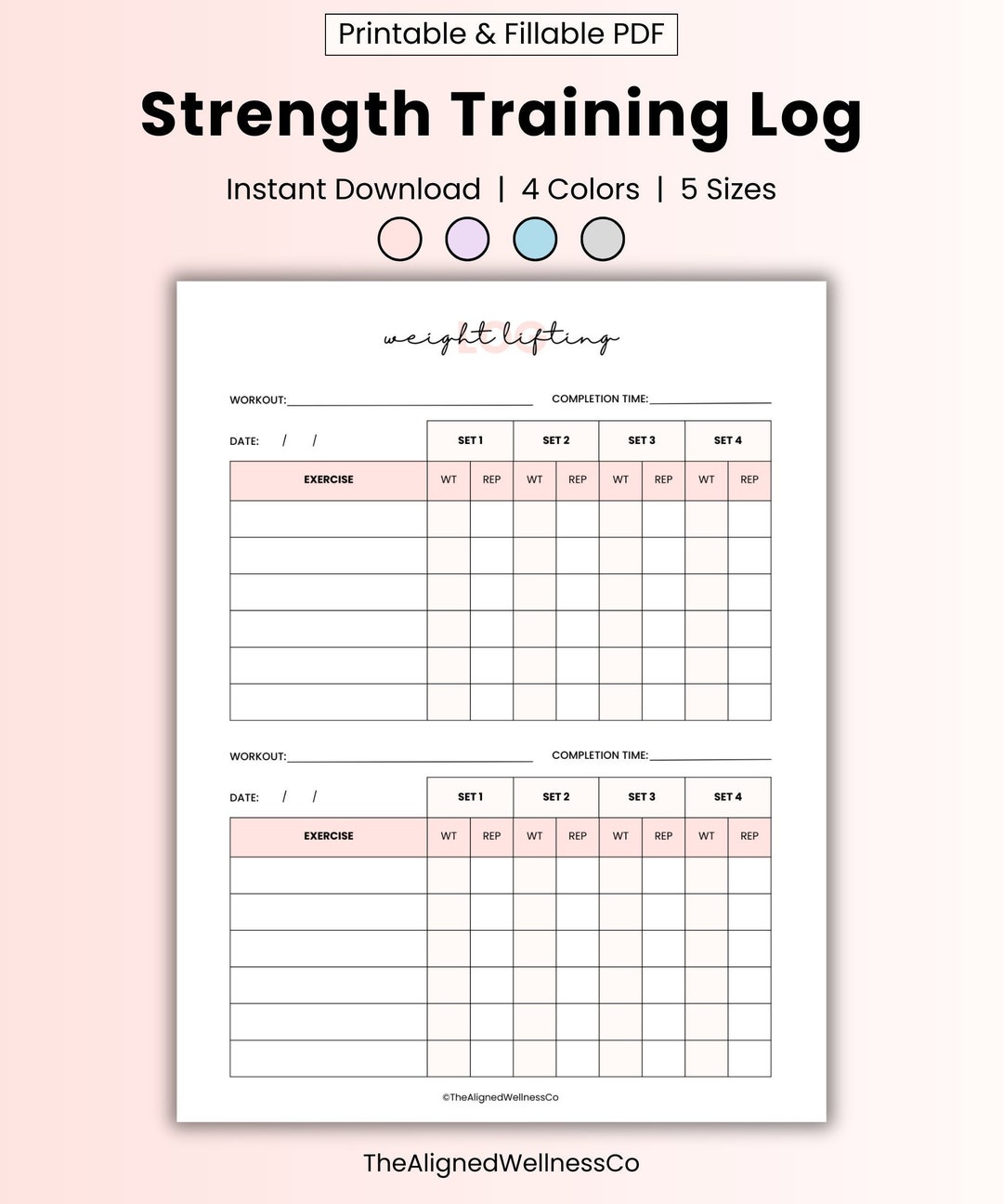 Digital Fitness Planner, Strength Training Log, Weight Lifting Exercise ...