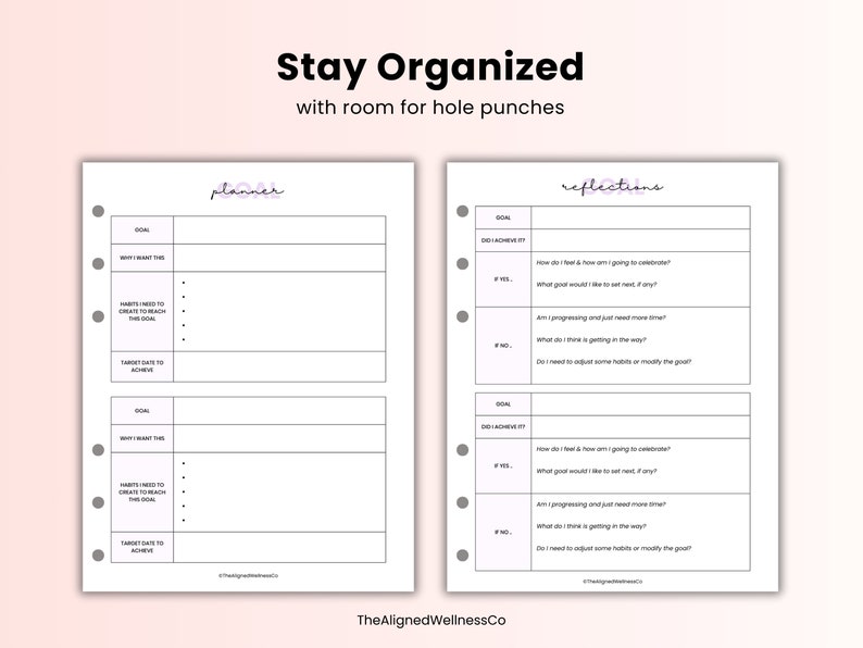 Monthly Goal Setting Worksheet and Goal Reflection Bundle, Digital ...