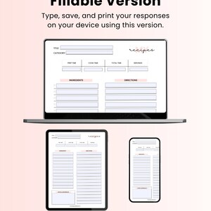 Blank Recipe Journal Printable, Printable Recipe Book Template, Digital ...