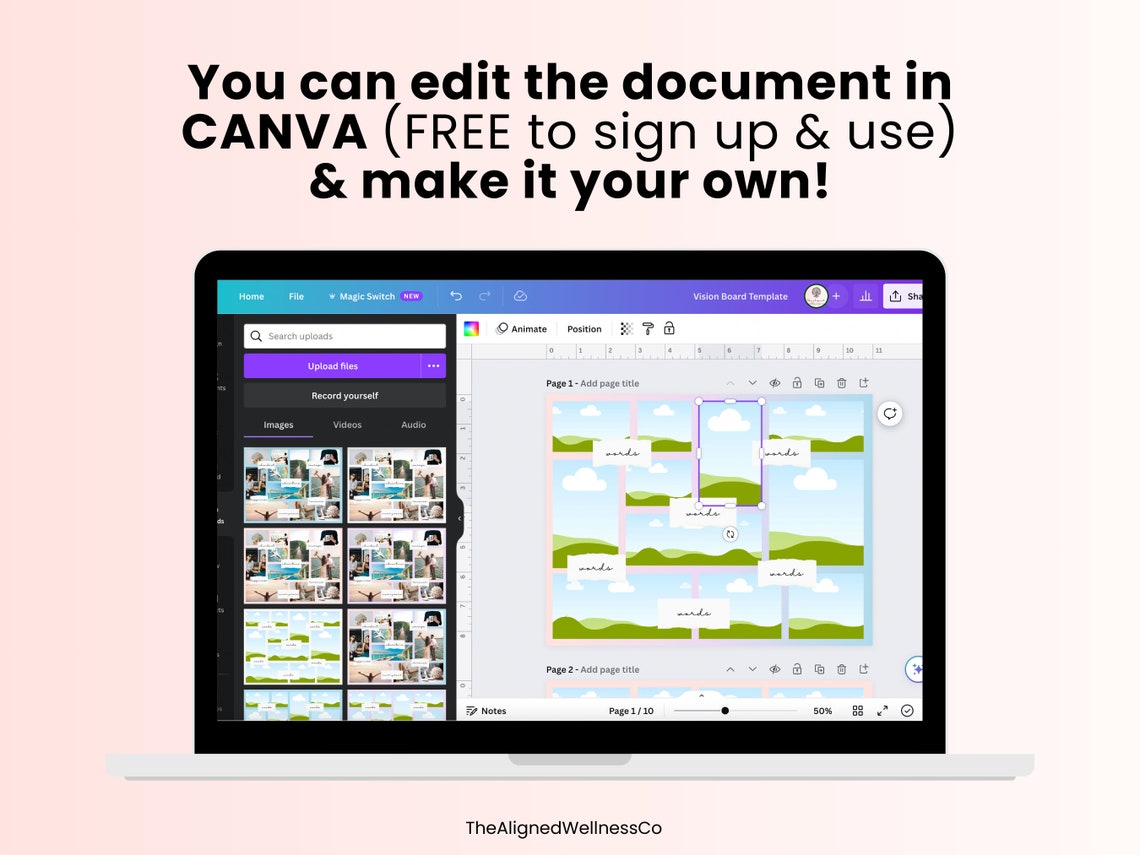 Vision Board 2024, Vision Board Template, Digital Vision Boards ...
