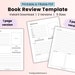 Book Review Printable Template, Digital Reading Journal Pdf, Book Journal Review Template, A4 A5 ...