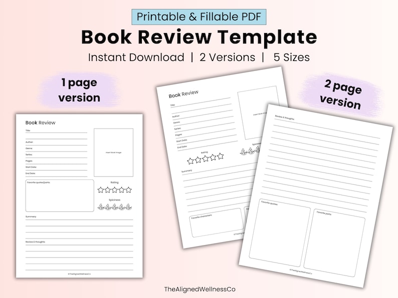 Digital Reading Journal, Minimalist Book Club Printables, Book Review ...