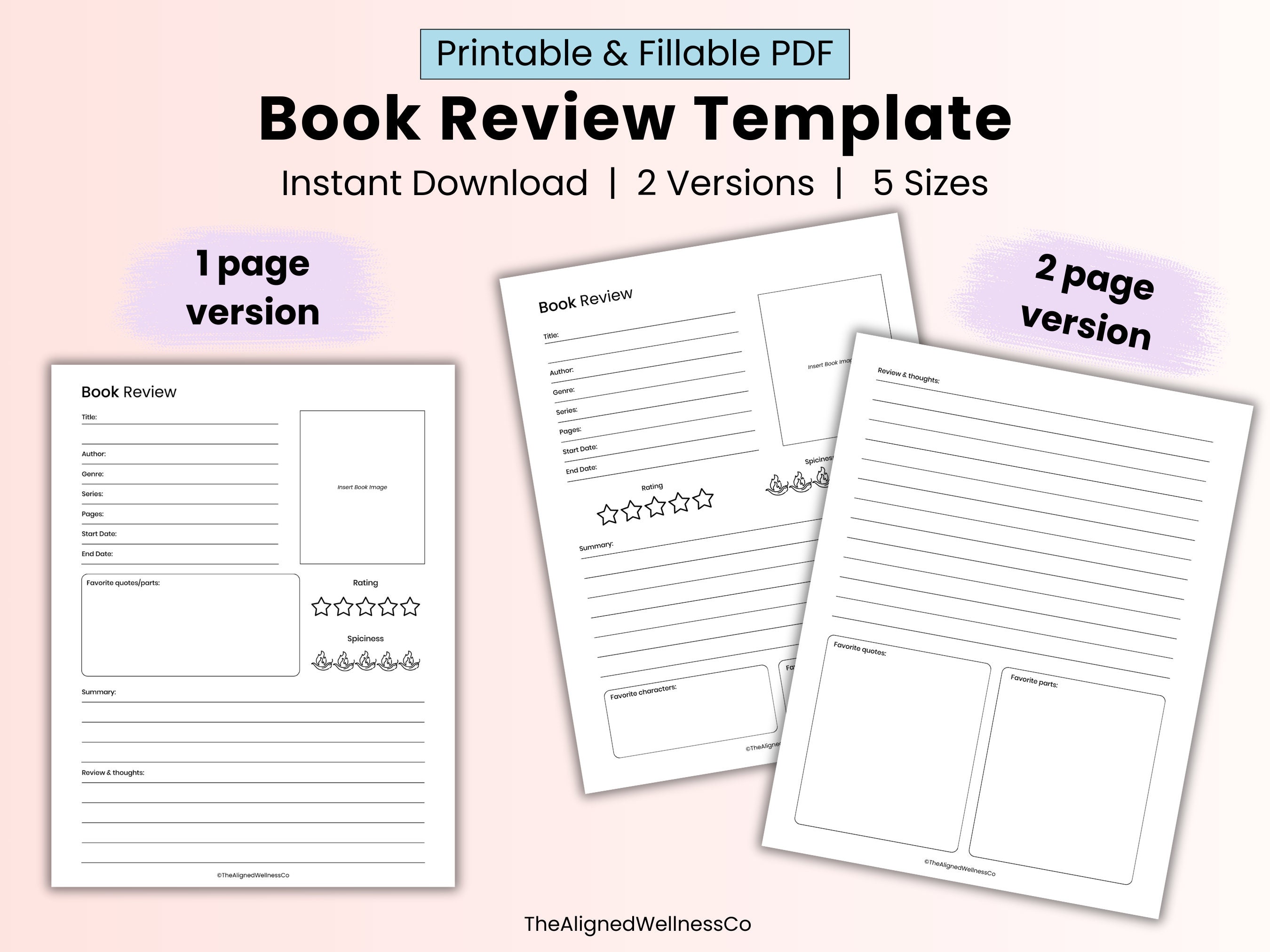 Digital Reading Journal, Minimalist Book Club Printables, Book Review ...