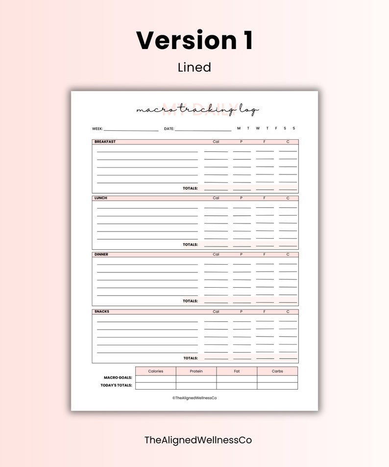 Macro Tracker Meal Planner, Calorie Weight Tracker, Digital Food ...